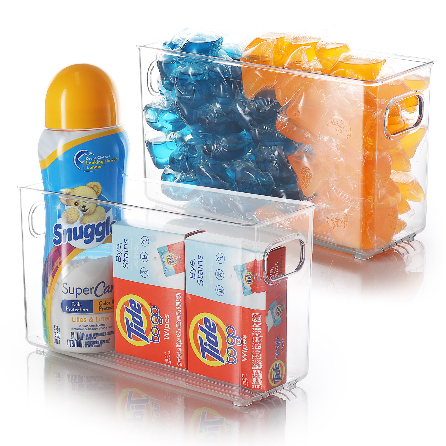 StorageBud Stackable Plastic with Handles Bathroom Storage Container ...