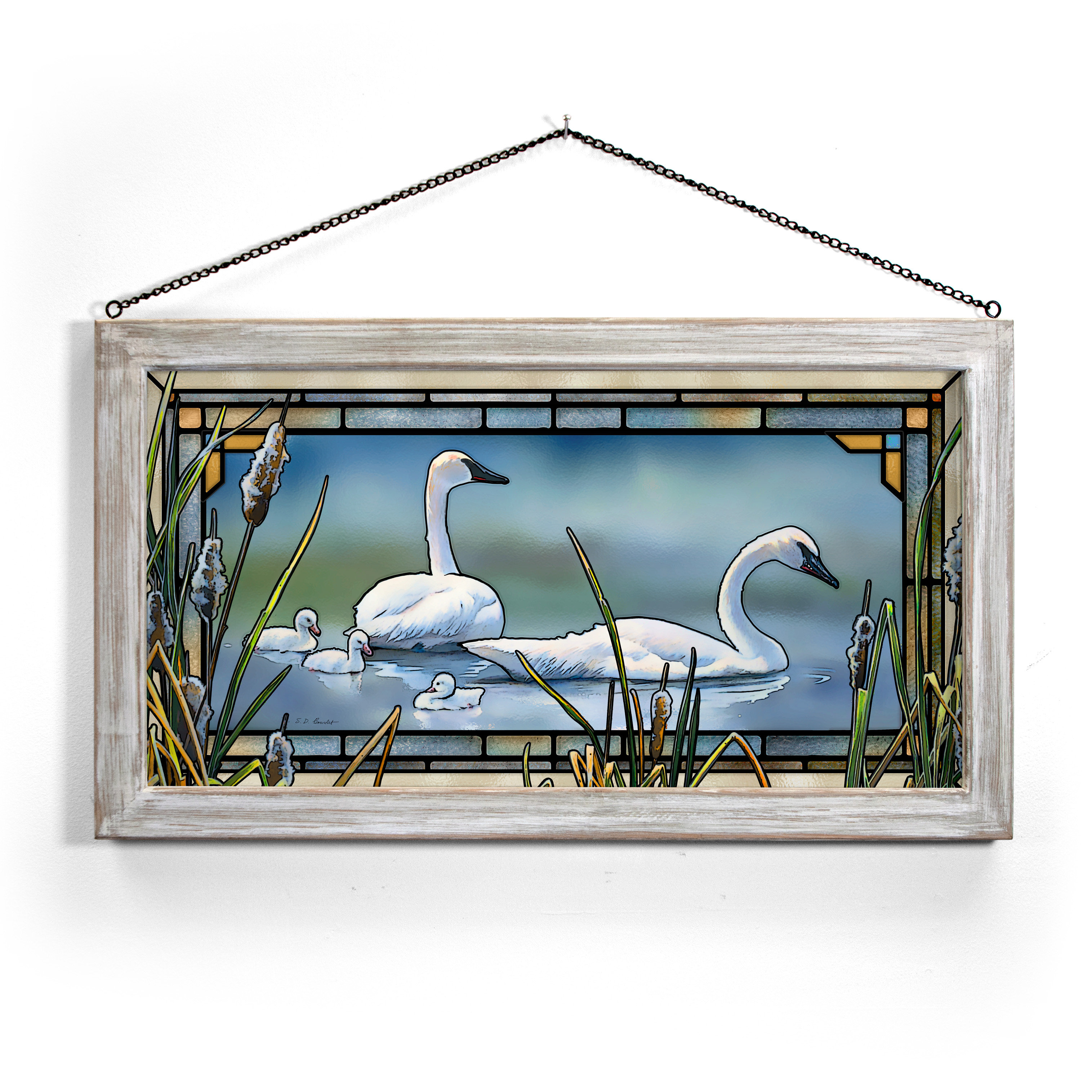 August Grove® SGA SWAN NEW BEGIN 13X23 ; BOURDET; STAINED GLASS ART ...