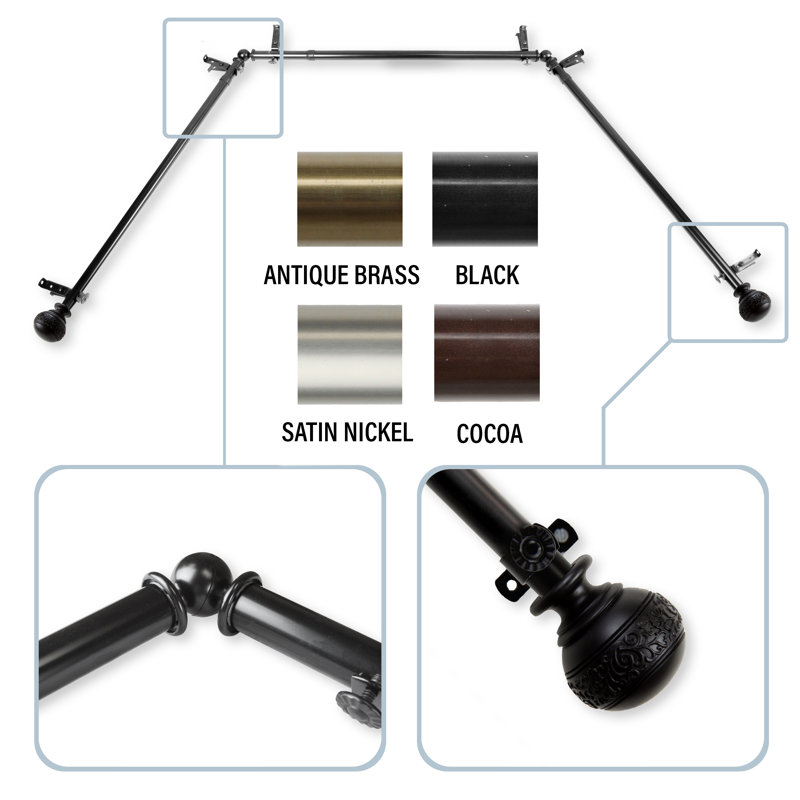 Fleur De Lis Living Solon Steel Rod And Resin Finial Adjustable Overall ...
