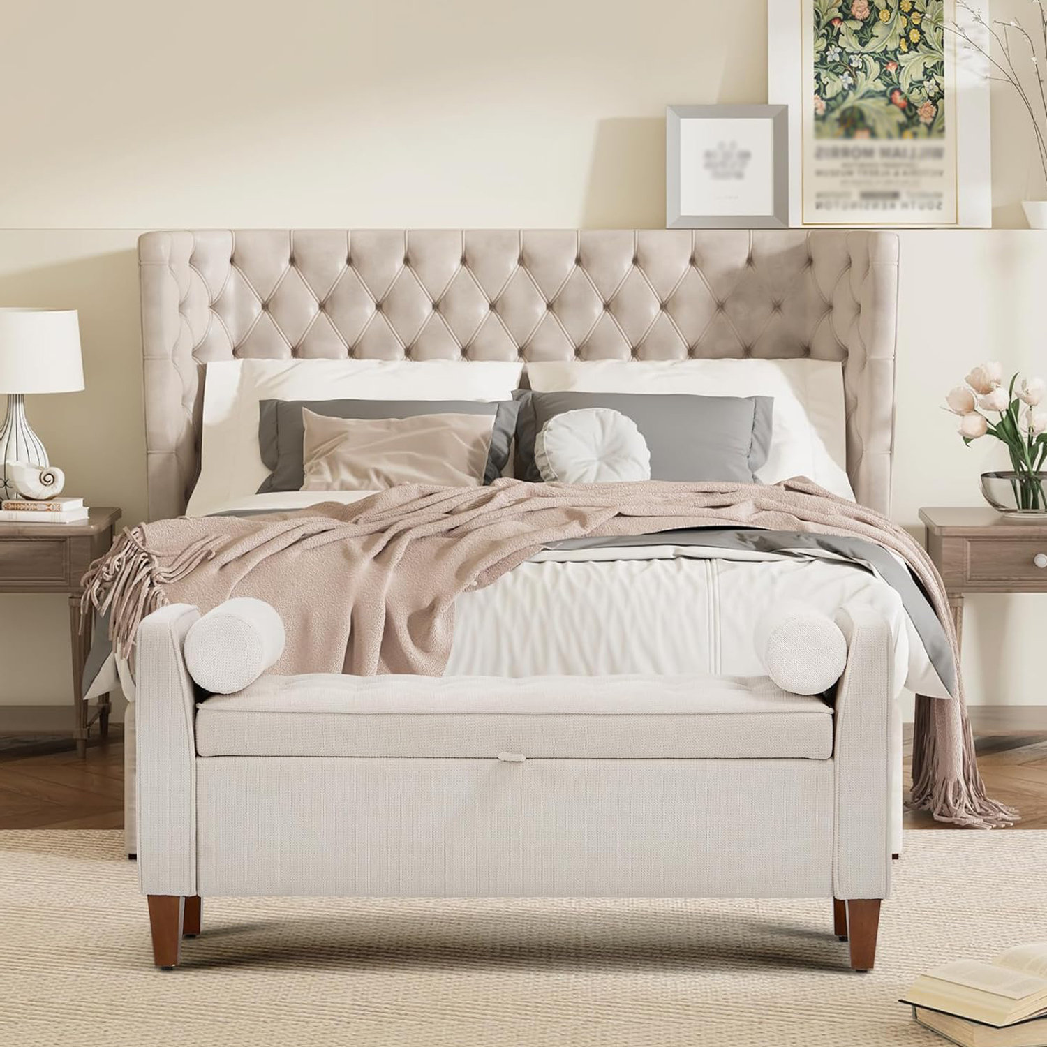 Lark Manor Modern Tufted Storage Bench for Bedroom End, 48 Inch ...