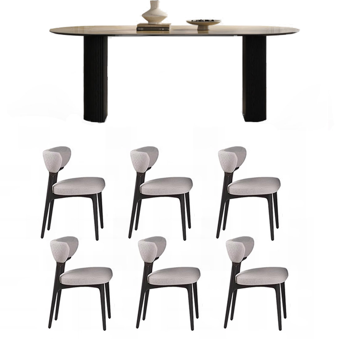 Sleek Surface Designs Light Luxury Solid Wood Rock Dining Table Sets ...