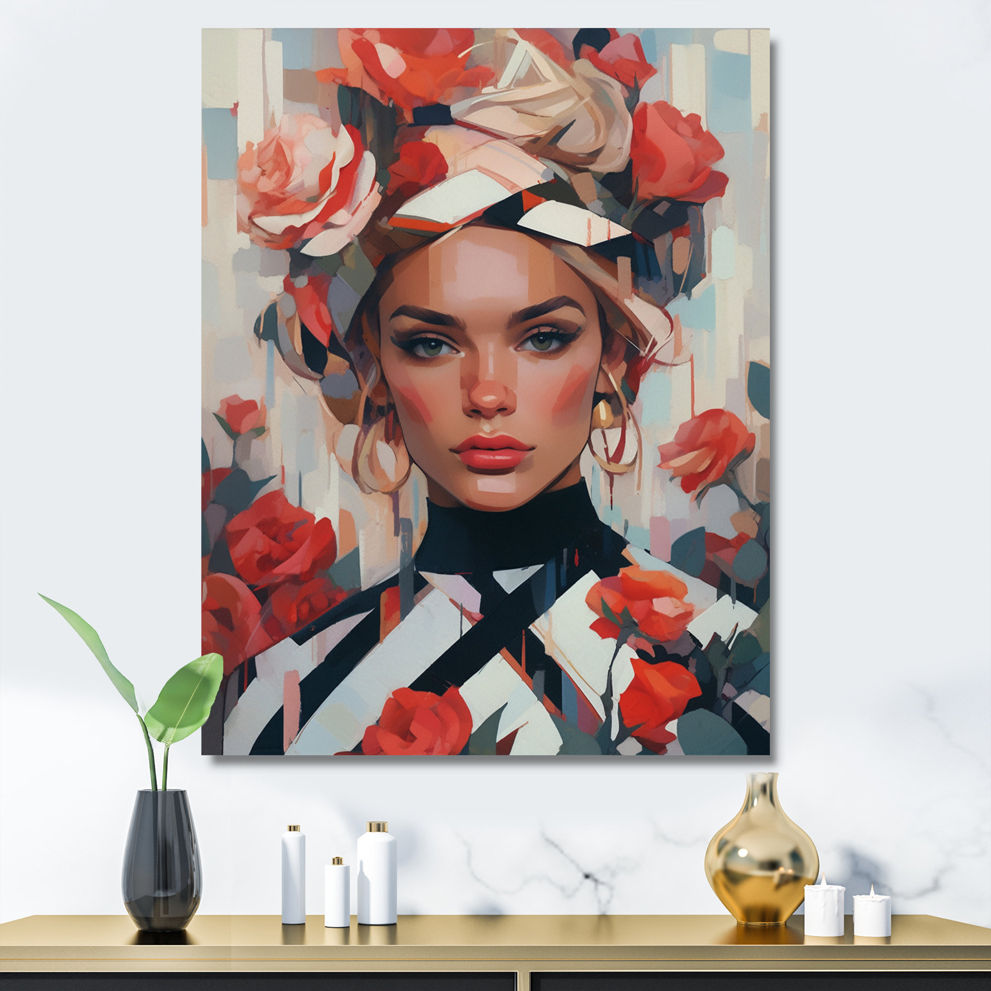 Winston Porter Floral Fashion Woman I On Canvas Print | Wayfair