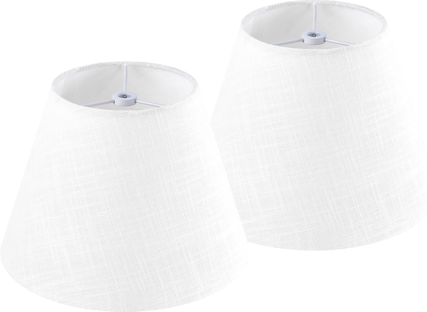 Ebern Designs White Texture Linen Lamp Shades Set Of 2 Small Drum Lamp ...