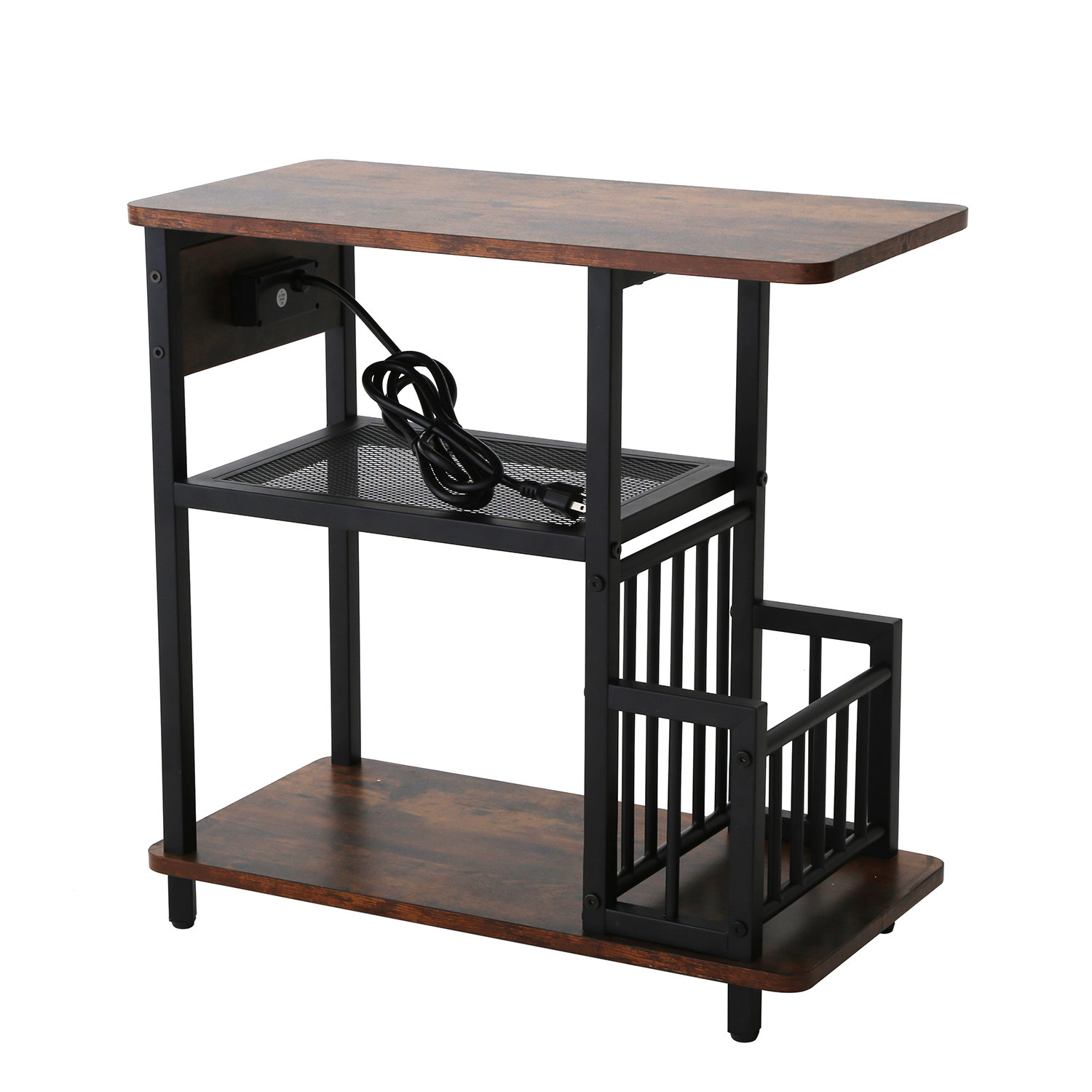 17 Stories Crestmont Side Table with USB Ports Outlets End Tables ...