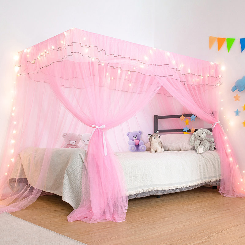 KingSo Bed Canopy with Lights, Twin Bed Canopy with Luminous Stars ...