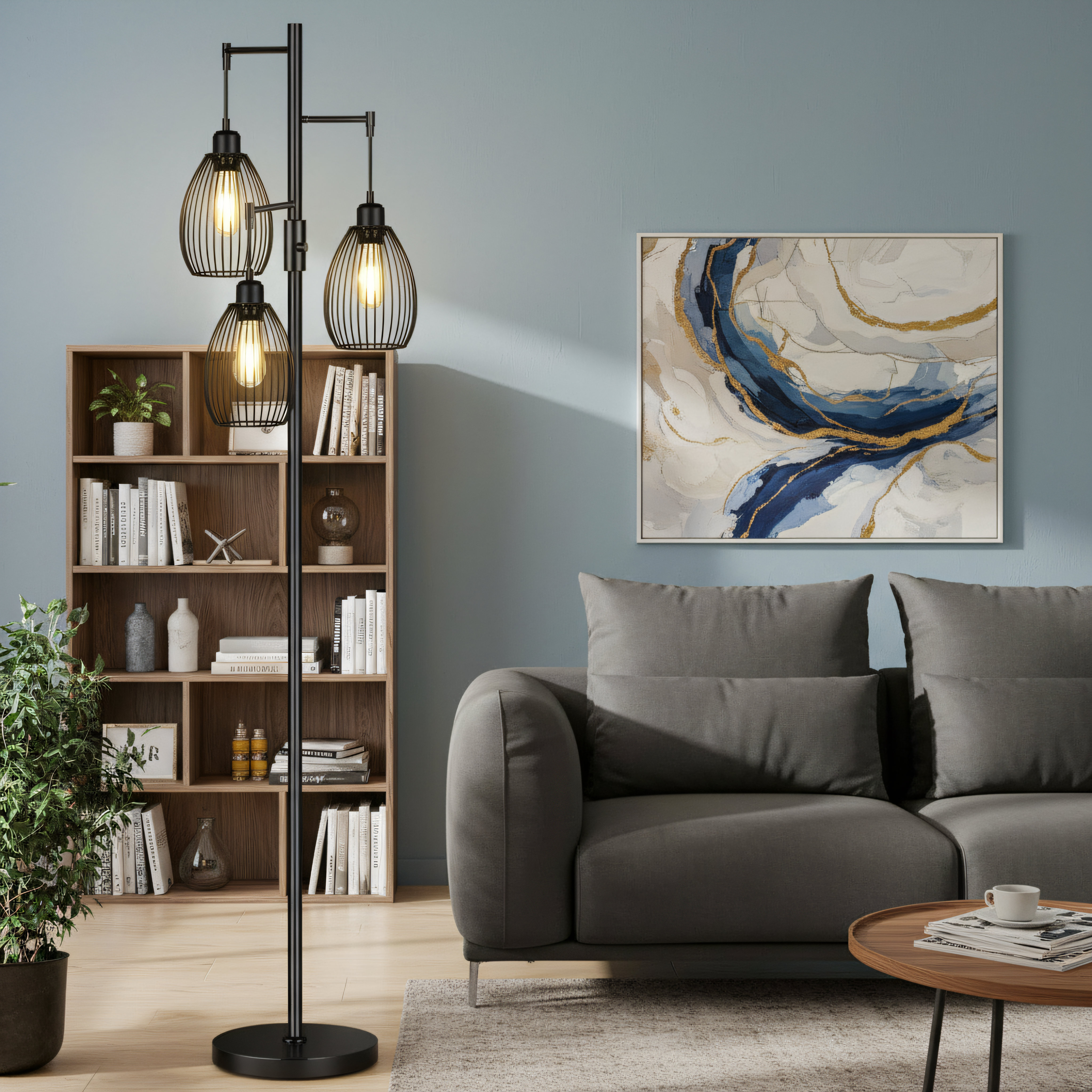 17 Stories Farmhouse/Industrial Style Dimmable Floor Lamp, Tree-Shaped ...