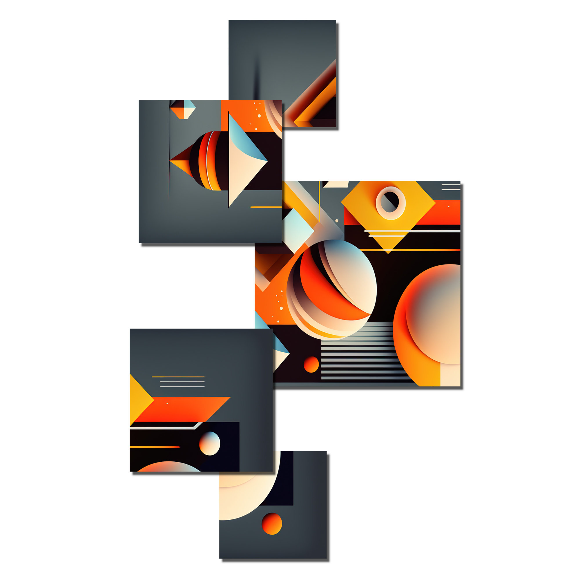 Orren Ellis Graphic Retro Compositions VI - Modern Geometric Metal Wall ...
