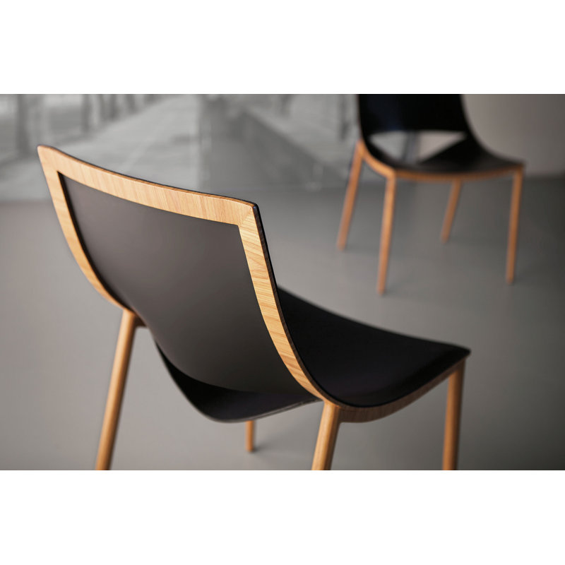 ModloftBlack Sloane Genuine Leather Solid Back Side Chair & Reviews ...