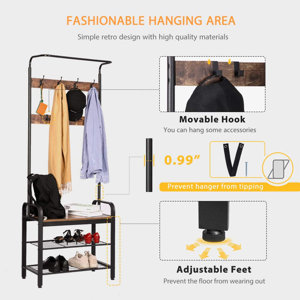 17 Stories Jenkinson Hall Tree 28'' Wide with Bench and Shoe Storage ...