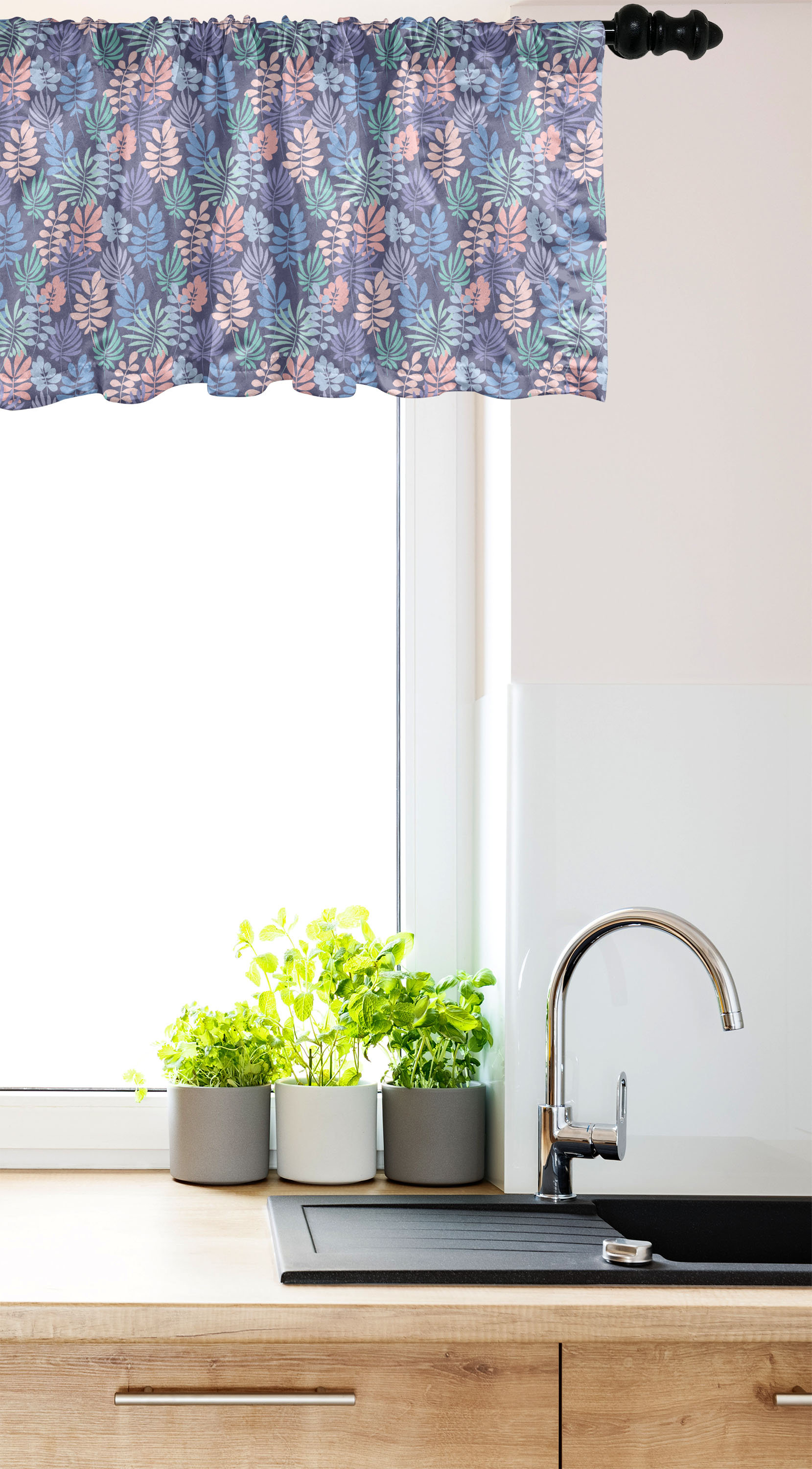 Ambesonne Nature Valance Pack of 2 Summer Style Rhythmic Leaves Dark ...