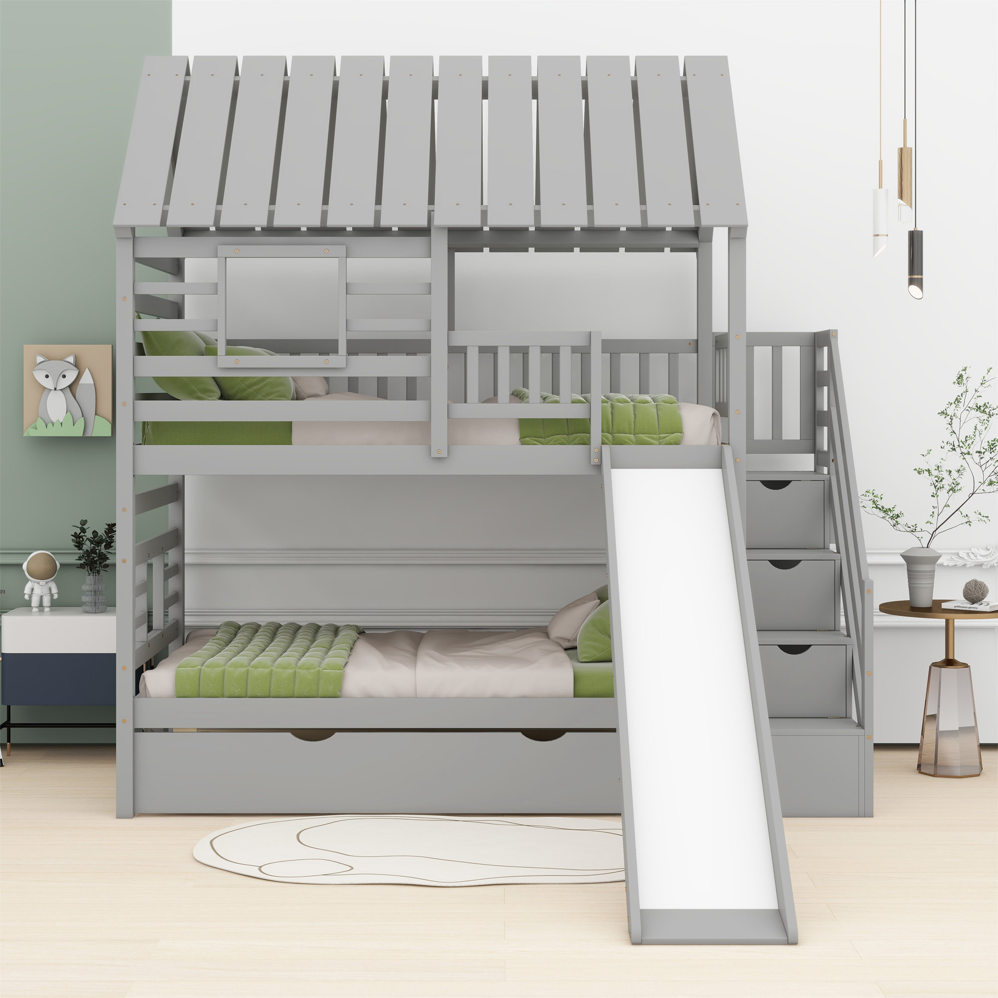Harper Orchard Lilith Kids Twin Over Twin Bunk Bed | Wayfair