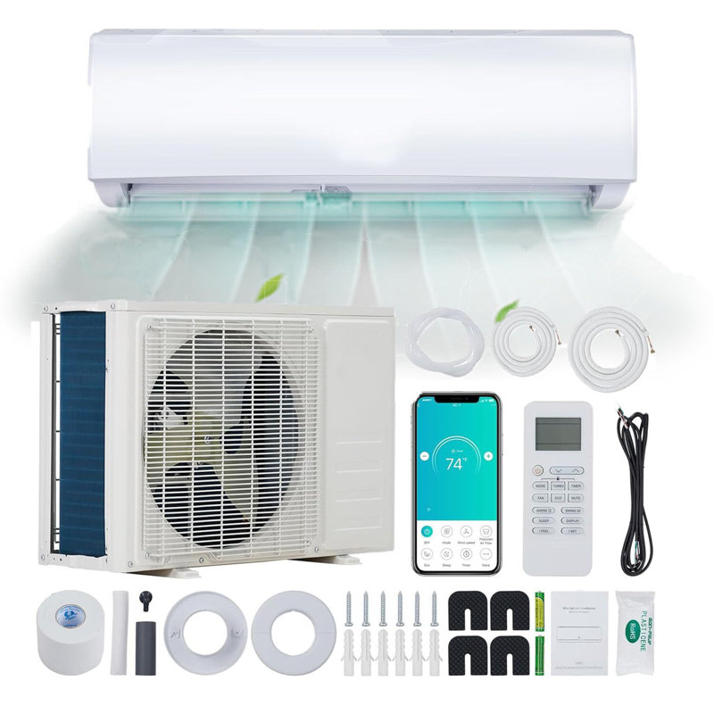 Babevy 9000 BTU Wi-Fi Connected Ductless Mini Split Air Conditioner ...