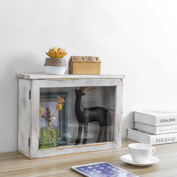 MyGift White Wood 2 Tiers Wall Floating Display Cases | Wayfair