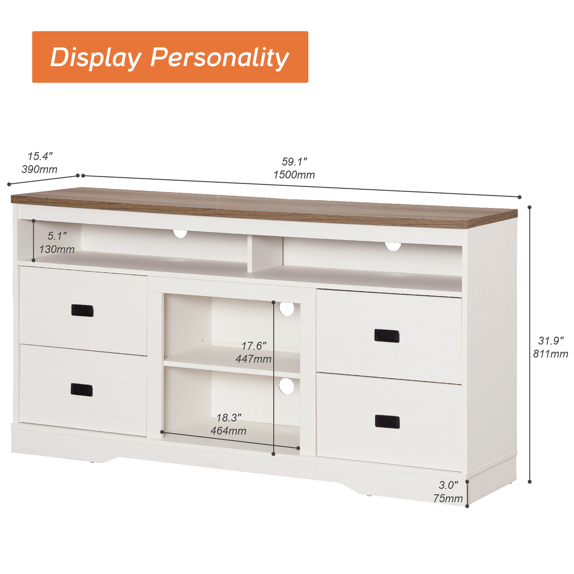 Millwood Pines Highboy 59.1'' W TV Stand for 65 inch TVs Credenza ...
