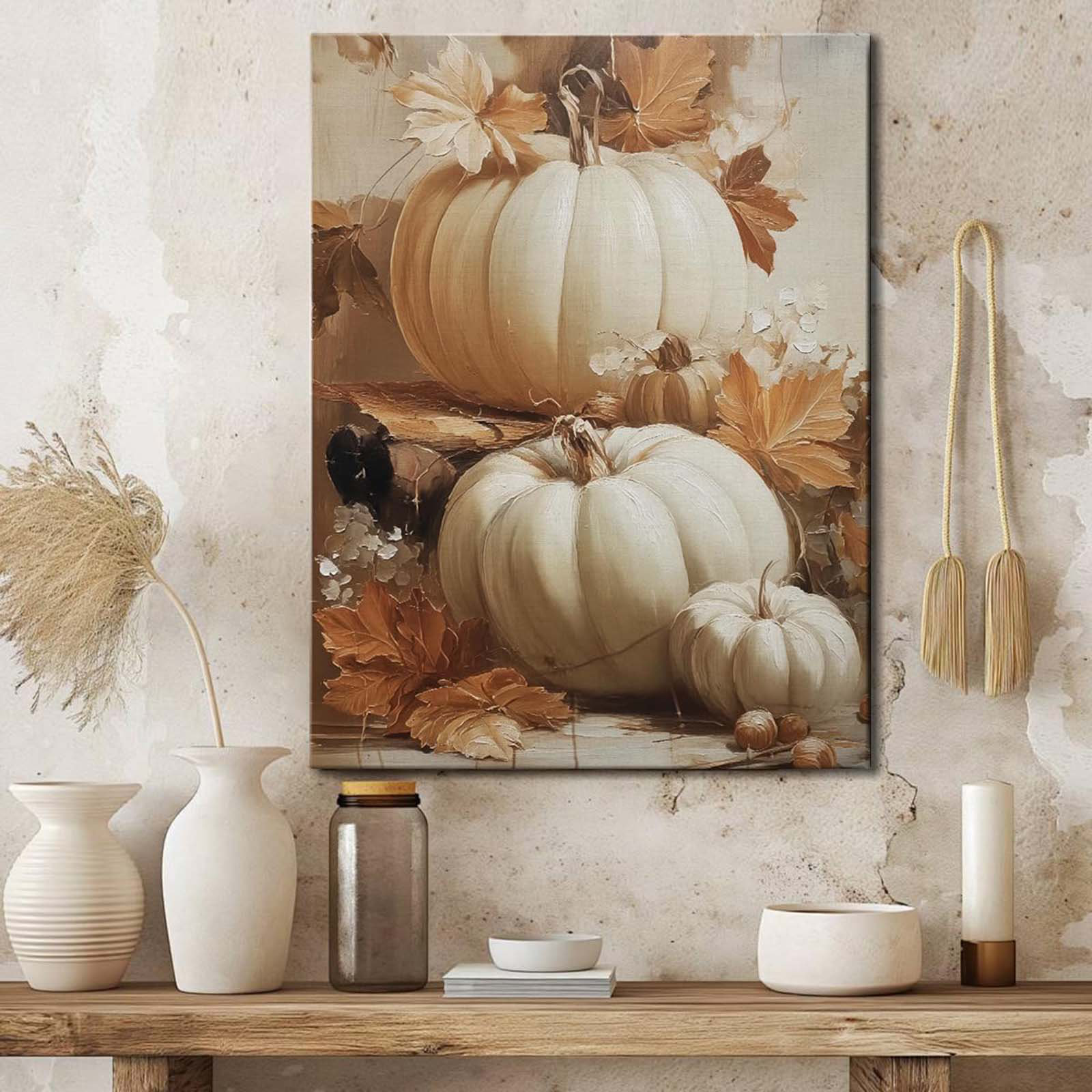 Ophelia & Co. Rustic Autumn Pumpkin Wall Art Decor, Framed Vintage ...