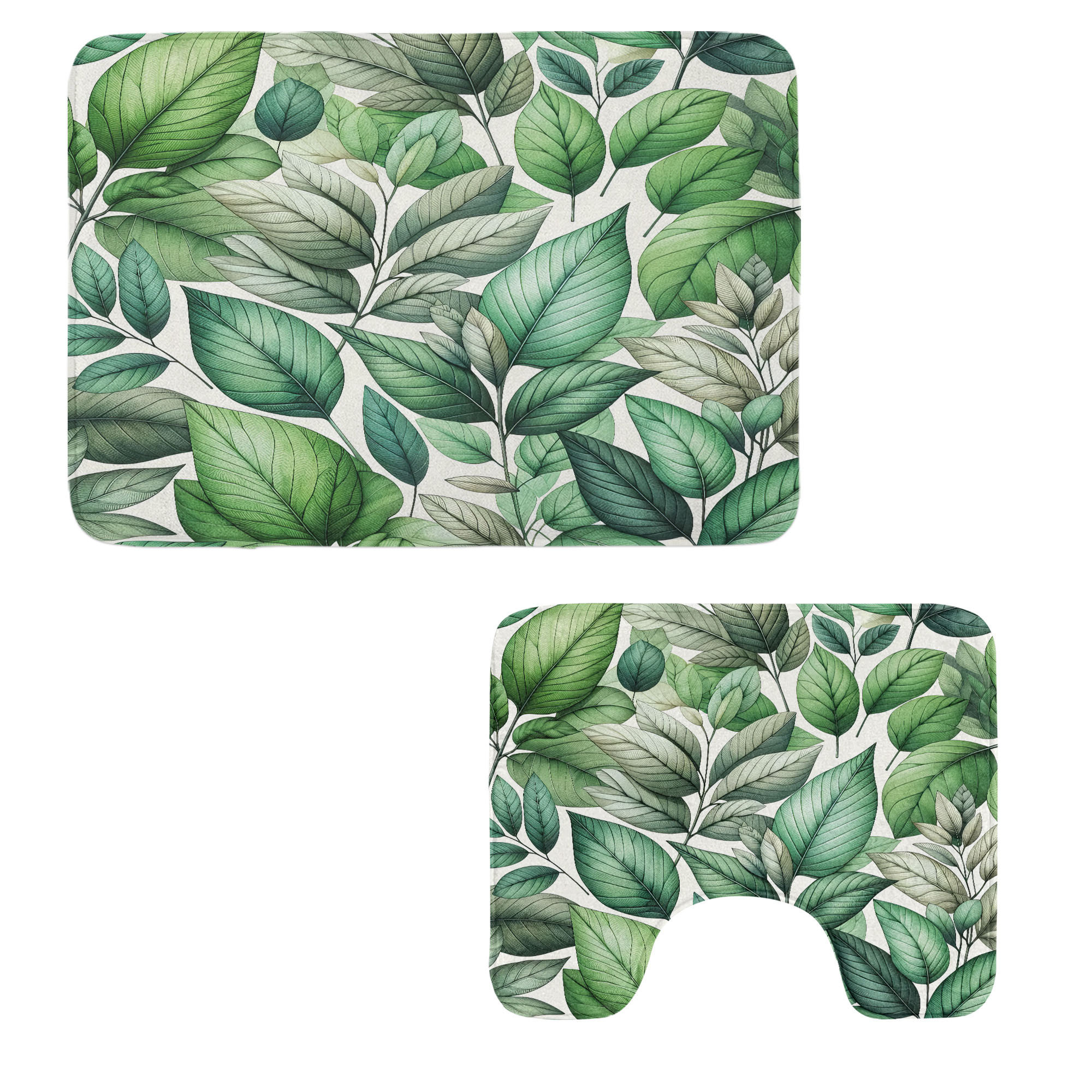 East Urban Home Sage Green Bathroom Rug Set 2 Pieces Rectangle ...