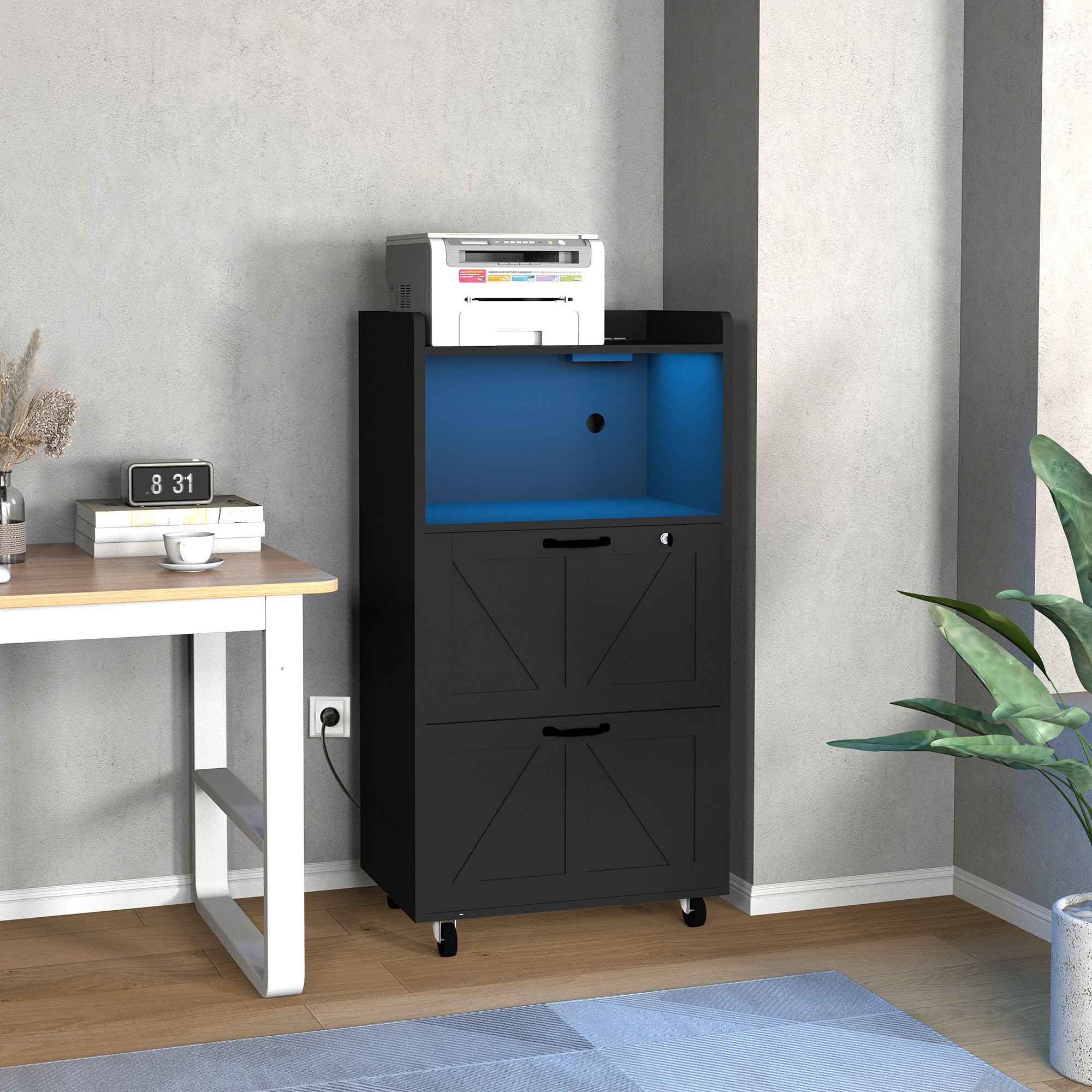 Inbox Zero Norrin 2-Drawer Mobile File Cabinet With Lock & Charging ...