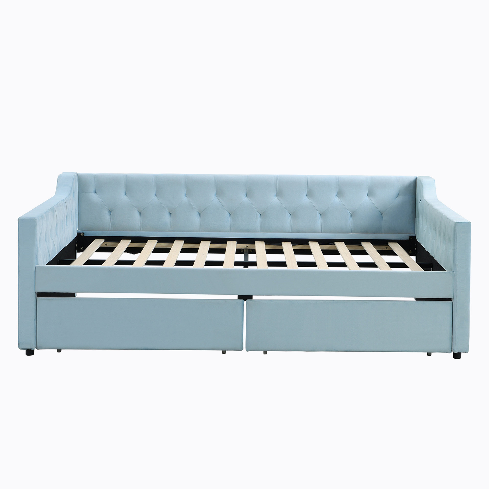 Rosdorf Park Full Size Upholstered Tufted Daybed with 2 Drawers, Blue ...