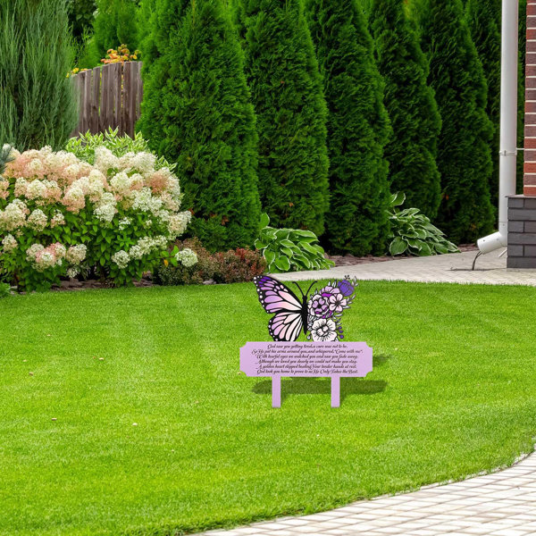 August Grove® Memorial Stakes Grave Decorations Butterfly Memorial ...