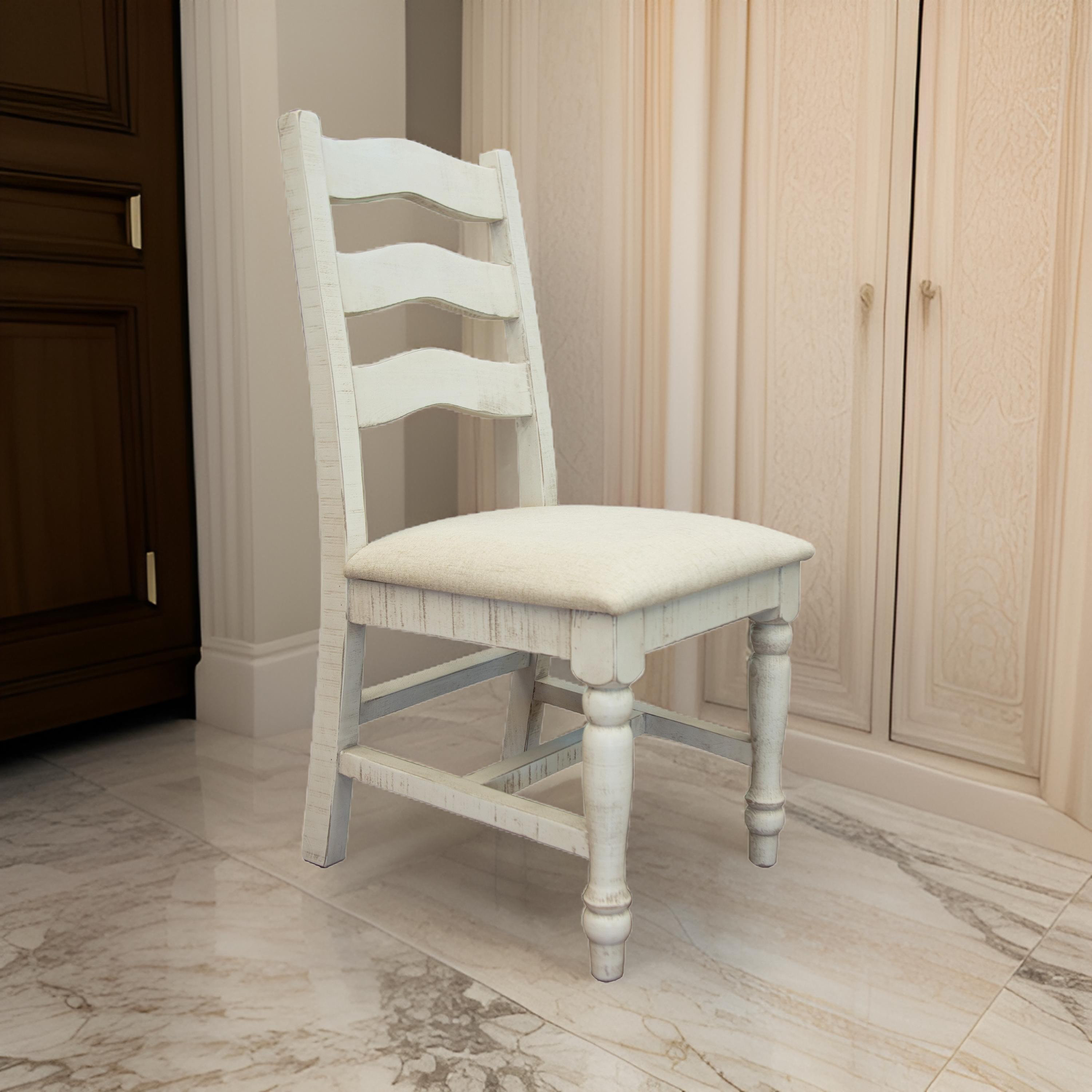 Benjara Ziay Side Dining Chair Set Of 2, Ladder Back, Turned Legs ...