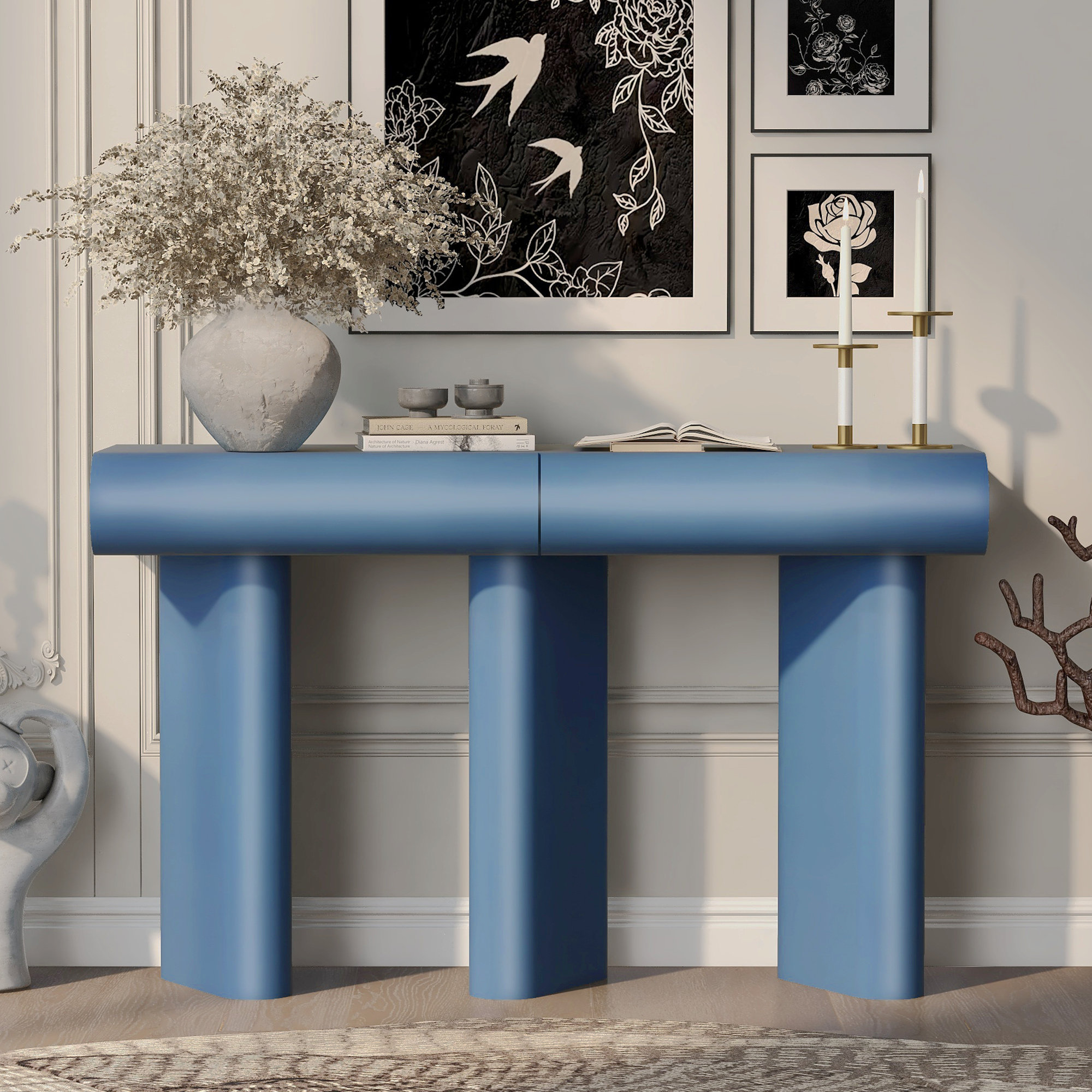 Latitude Run® 47.6"L Modern Console Table With 2 Pinewood Texture ...