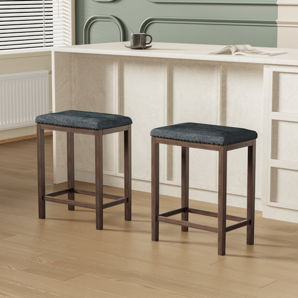 Winston Porter Solid Wood Backless Bar Stool - Set of 4 Straight-Leg ...