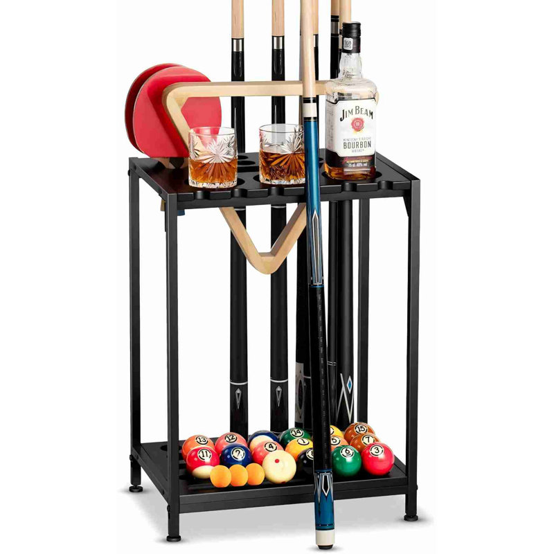 yitesiUSA Pool Cue Rack Floor Stand & Ping Pong Paddle Holder,Black ...