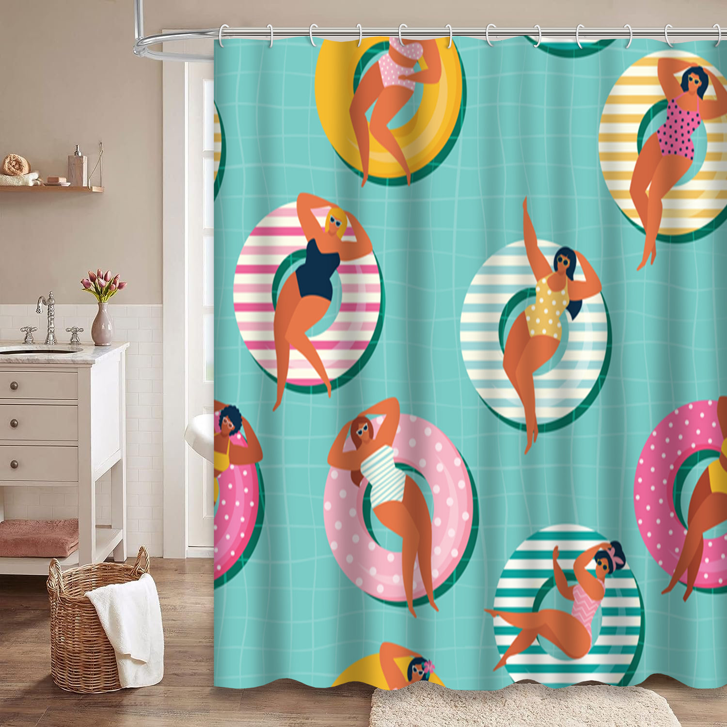 East Urban Home Summer Ocean Sea Shower Curtain, 72x72 in, 12 Hooks ...
