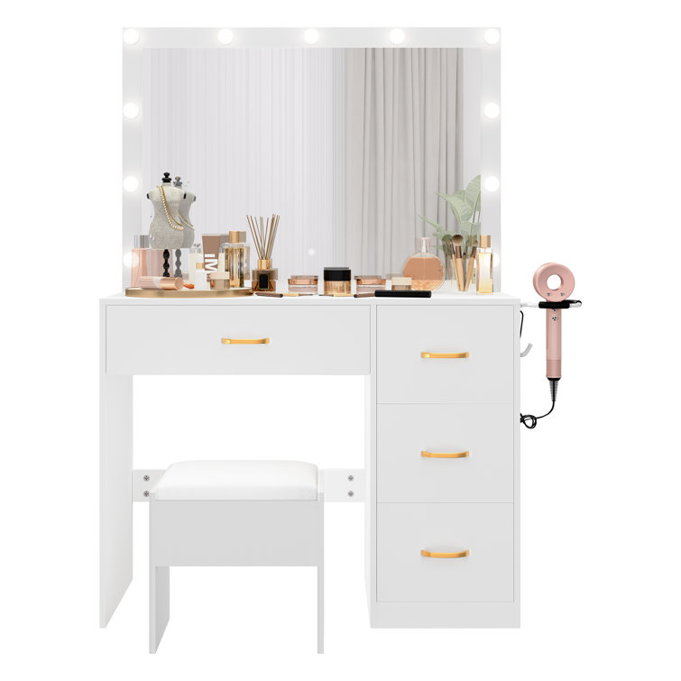Latitude Run Anansa Dressing Table with Mirror | Wayfair.co.uk