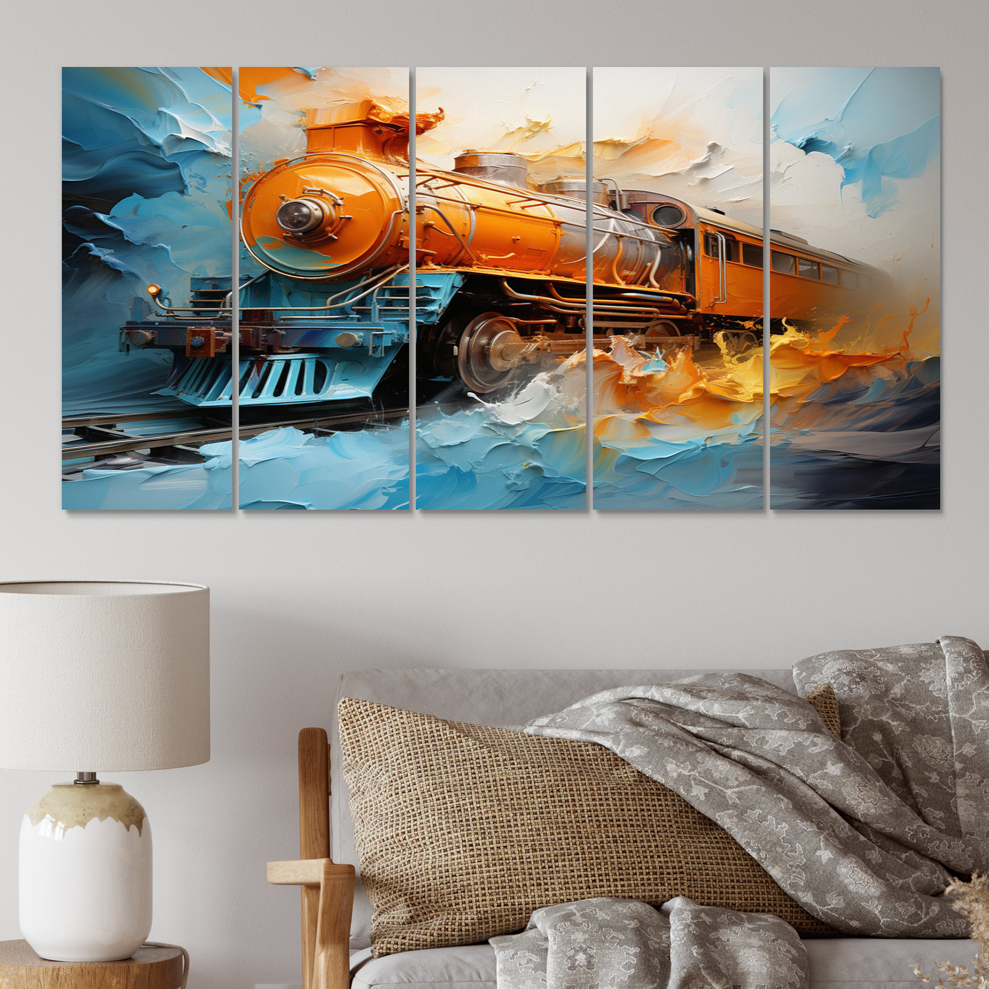 Latitude Run® Abstract Orange Train Fluid Motion - Transportation Wall ...