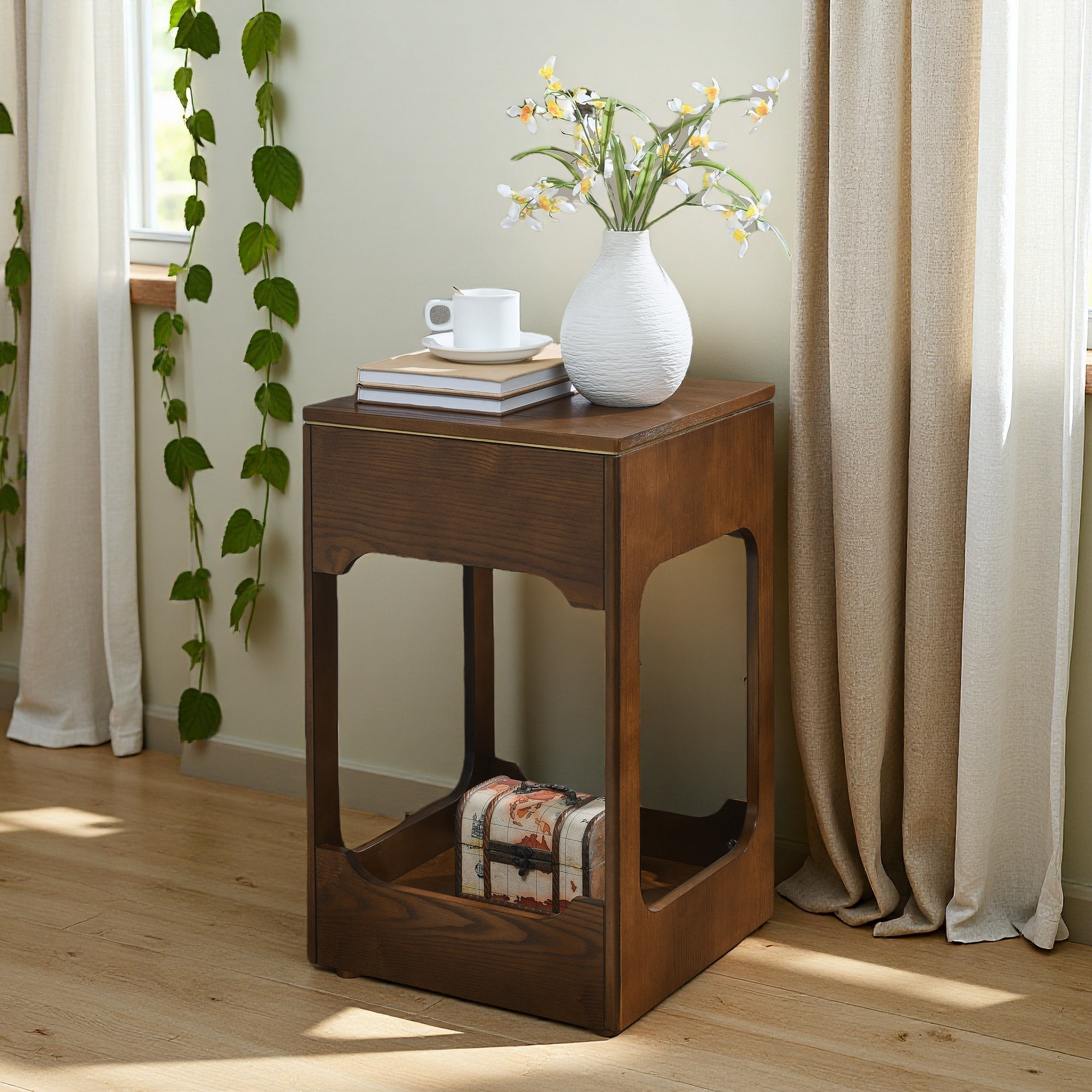 Millwood Pines Mid Century Modern Lift Top Side Table, Small Rising End ...