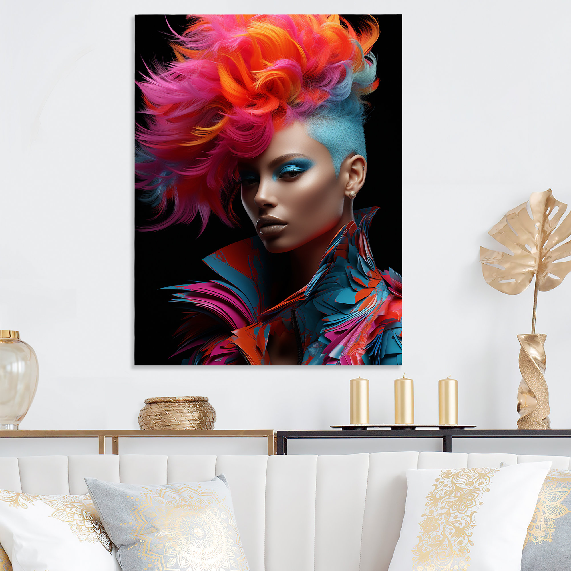 Latitude Run® Avant-Garde Glam And Pop Art Woman With Mohawk IV - Woman ...