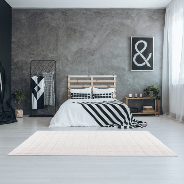 Brayden Studio Cajilus Geometric Shapes Looped / Hooked Greige Area Rug ...