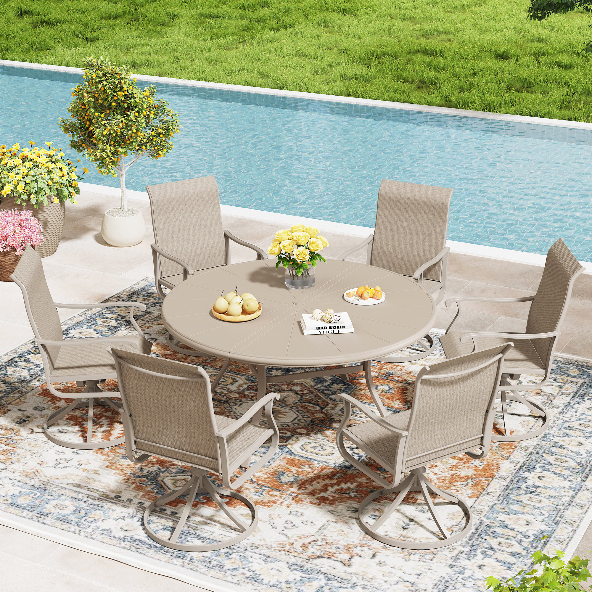 Red Barrel Studio Aluminum Patio Dining Set with 53" Aluminum Round ...