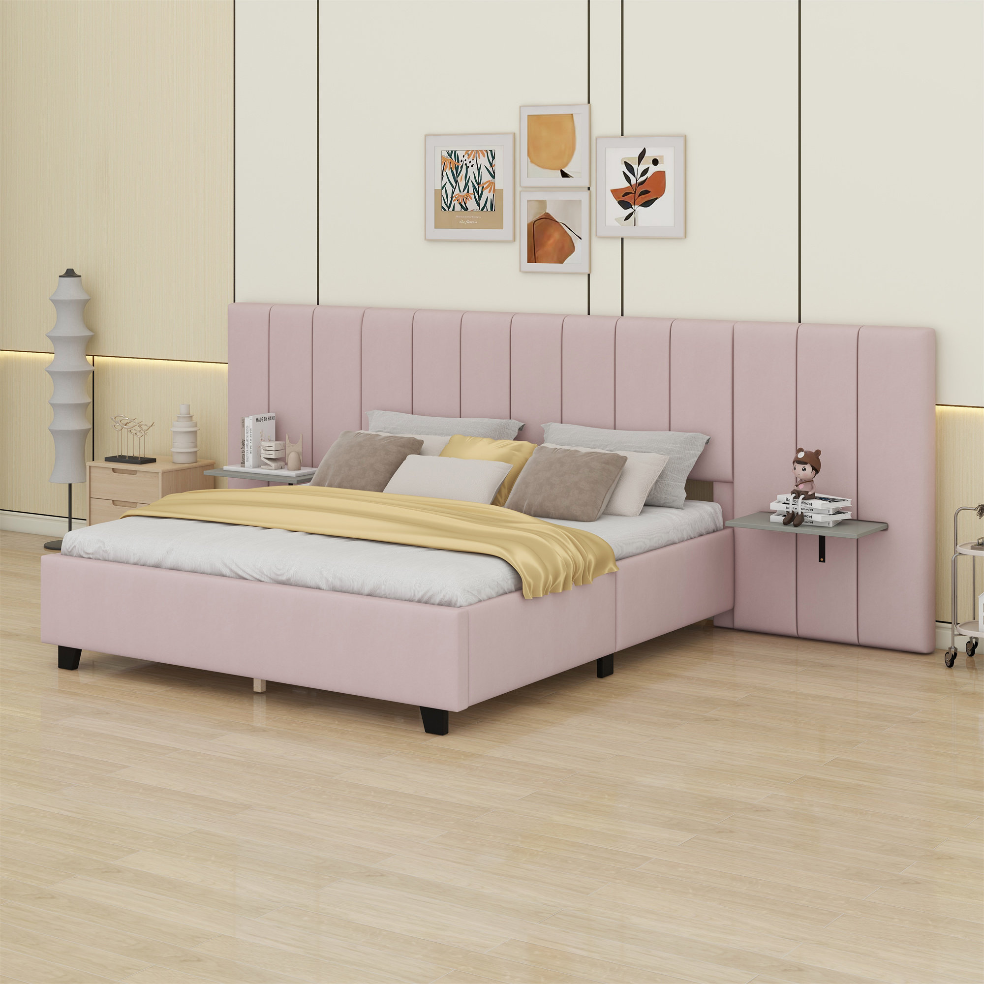 Latitude Run® Upholstered Platform Bed With Big Headboard | Wayfair