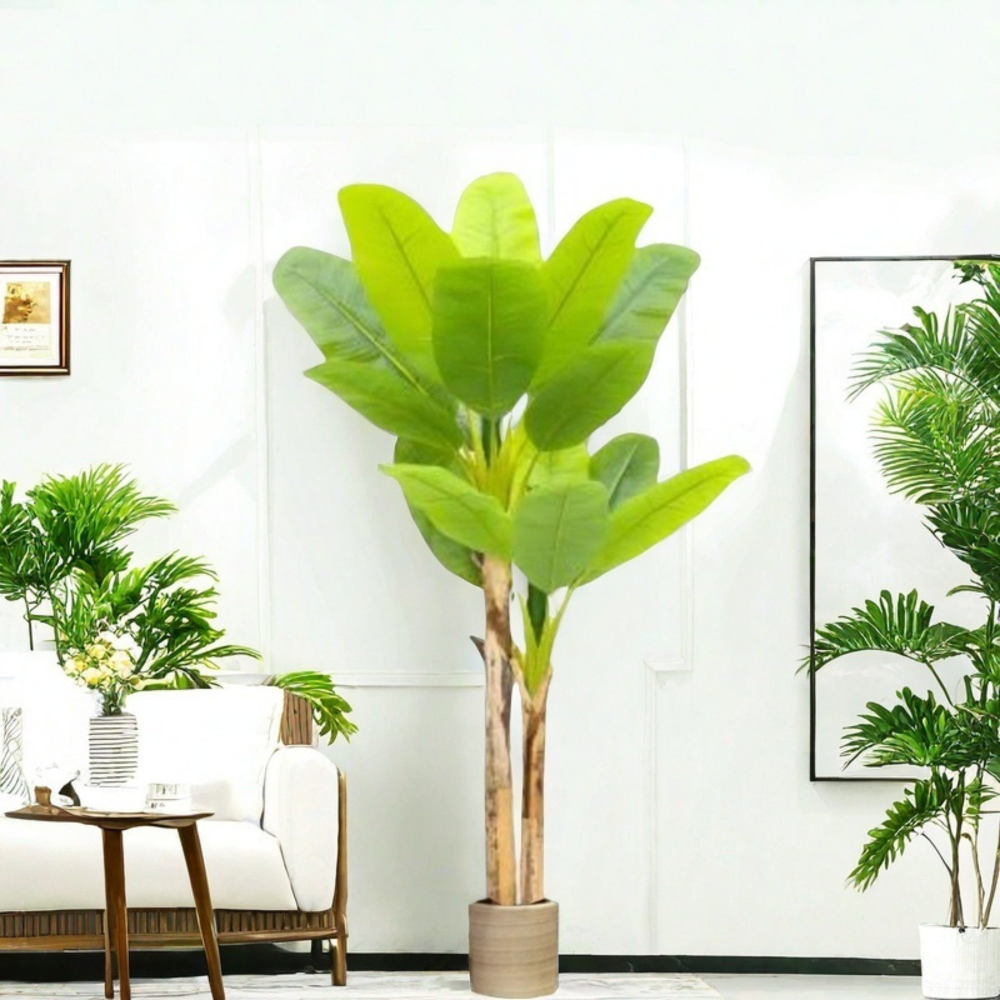 Primrue 6.2Ft/6.9Ft Tall Artificial Banana Tree, Faux Banana Tree With ...
