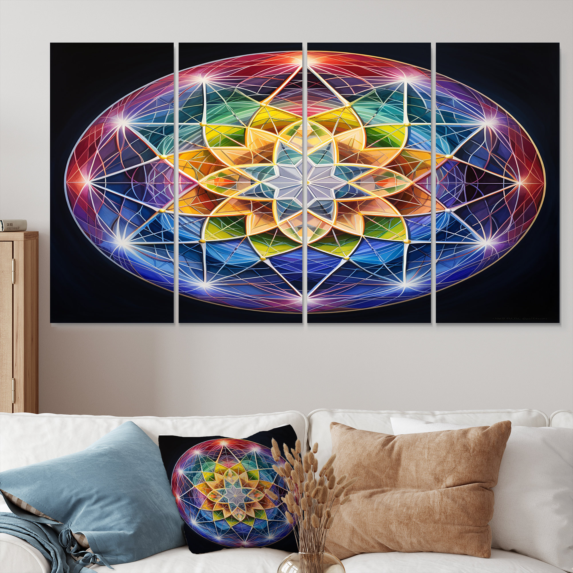 Dakota Fields Sacred Star Blue Green - Boho Mandala Wall Art For Living ...