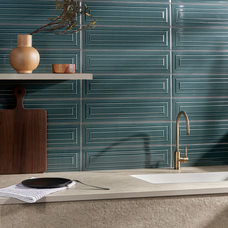 Bond Tile Radiant Framed 4.43'' W x 17.62'' L Crackled Ceramic Subway ...