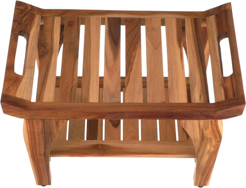 Novond Natural Wood, Teak Shower Bench, Shower Stool Wood, Wood Shower ...