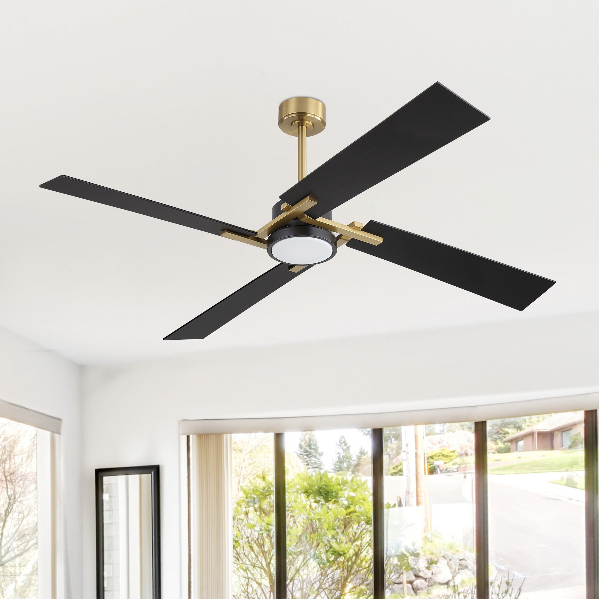 Mercer41 72" 4-Blade Large Indoor Ceiling Fan with LED Light and Remote ...