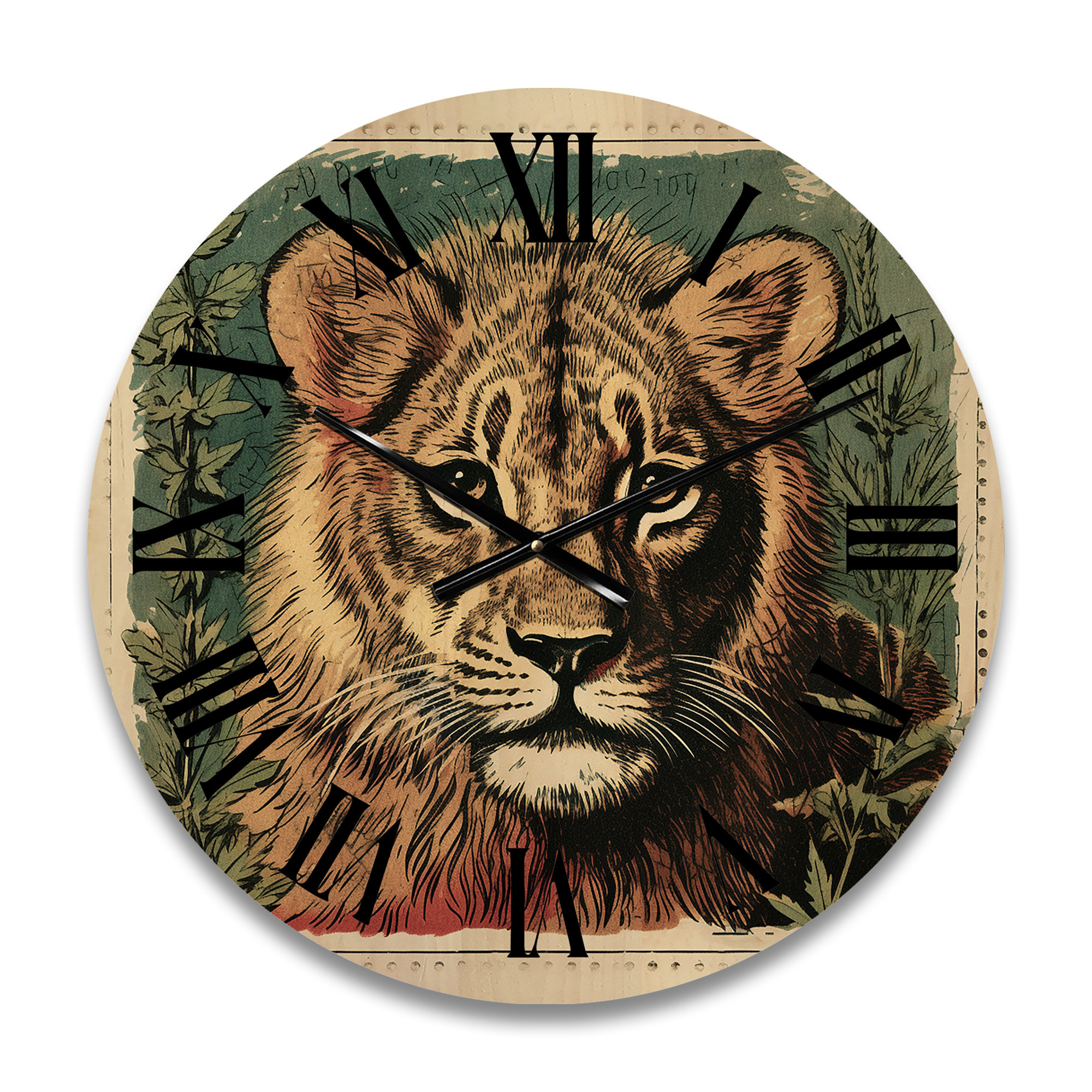 East Urban Home Portrait Of A Wild Lion Retro Illustration II - Animals ...
