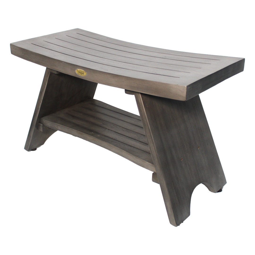 CoastalVogue’s Serenity 18-In High, Gray, Corner Shower Stool, Teak ...