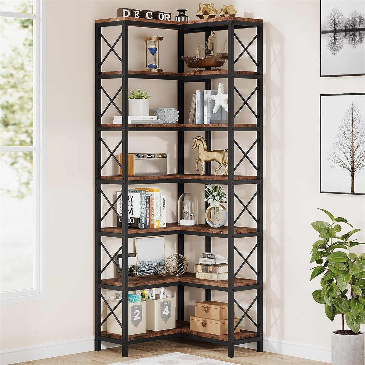 Williston Forge Lorrona Corner Bookcase & Reviews | Wayfair.co.uk
