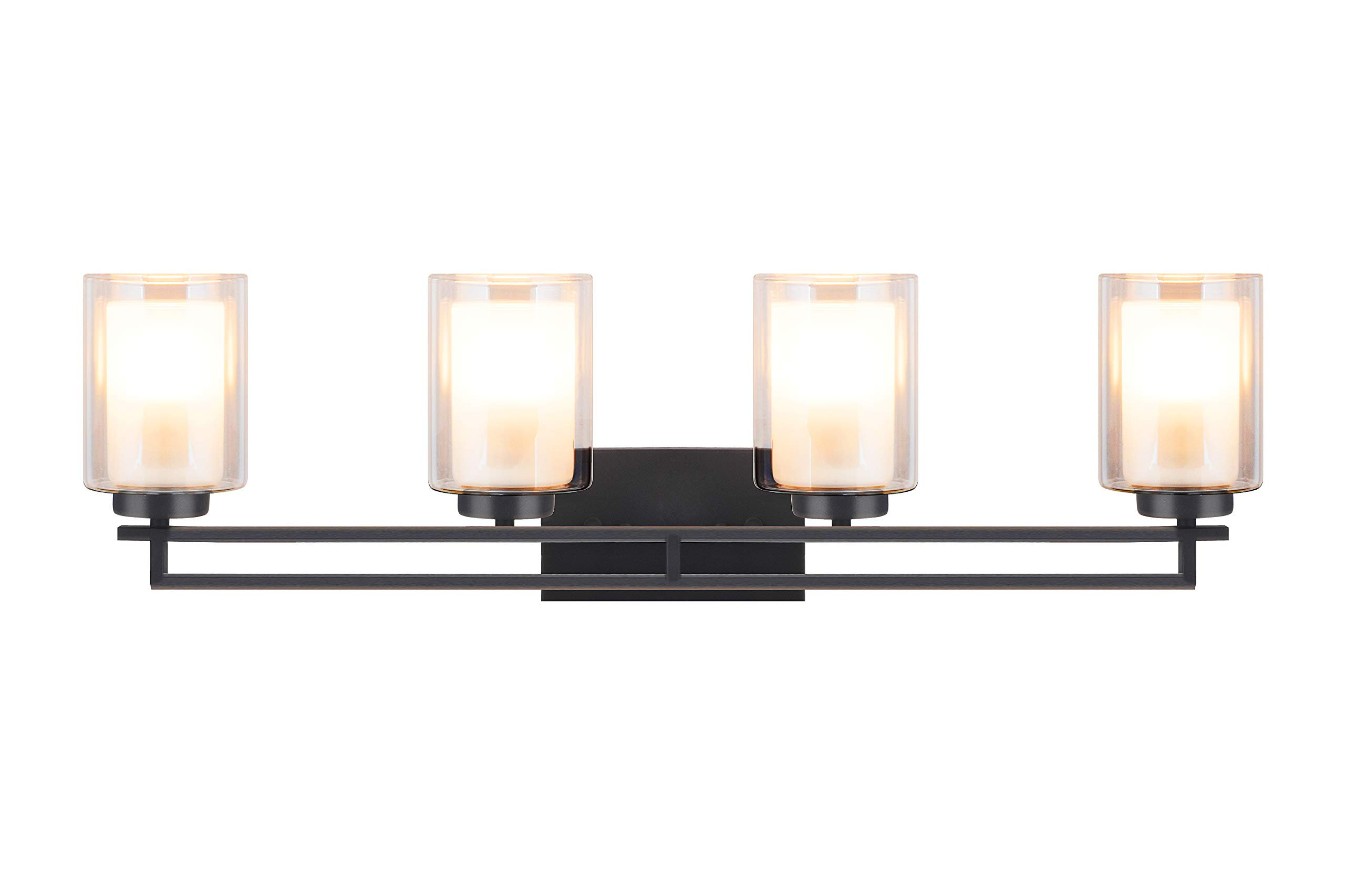 17 Stories 4-Light Retro Dimmable Vanity Light Oil Rubbed Bronze Clear ...