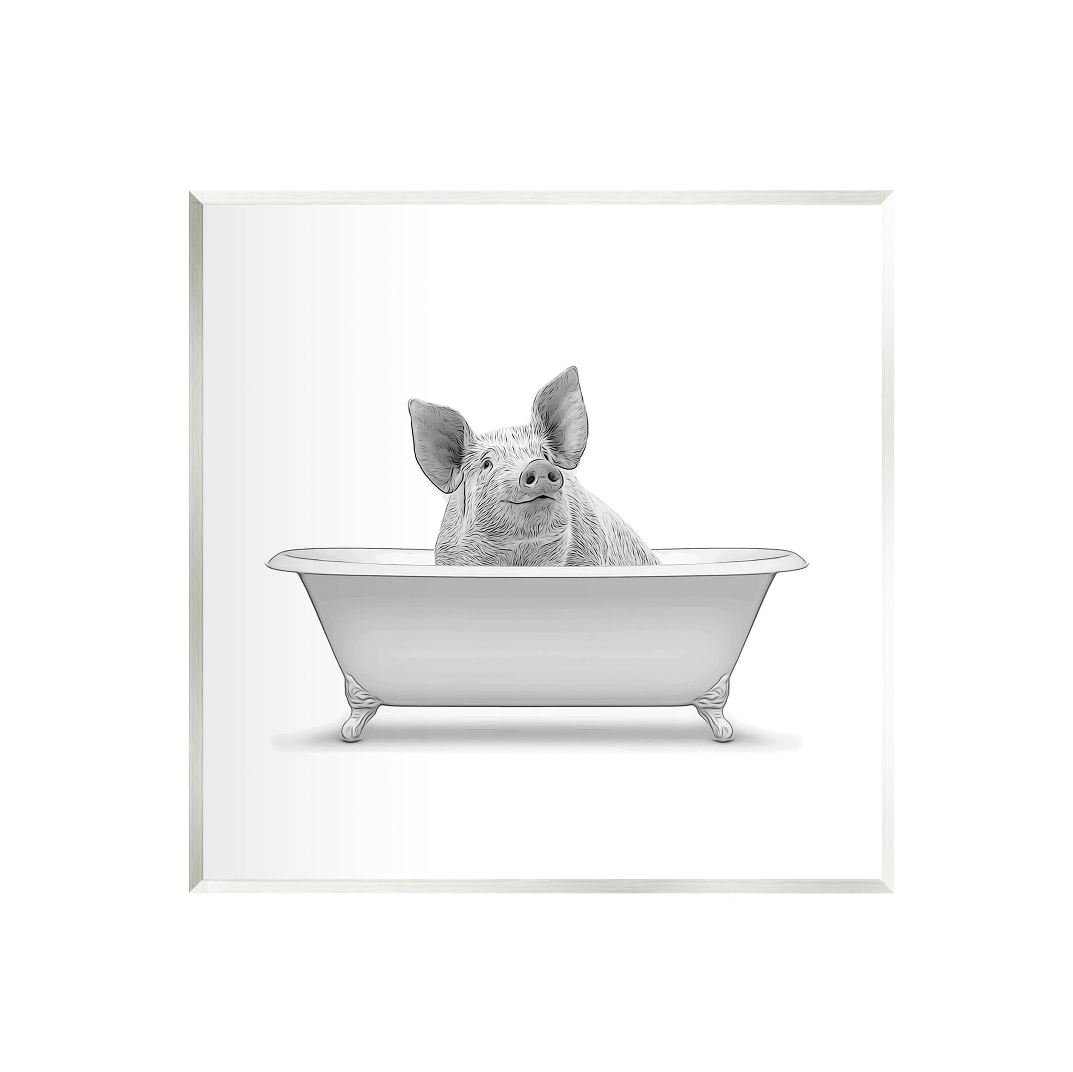 Stupell Industries " Smiling Farm Pig Bathroom Tub " by Annalisa ...