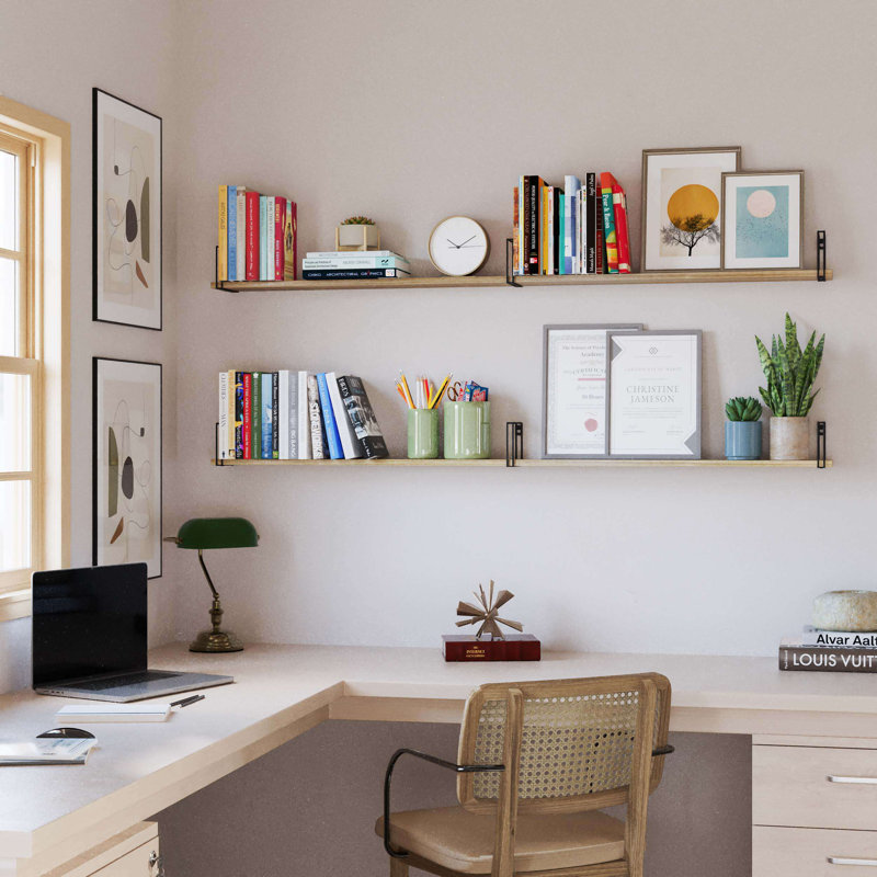 17 Stories 60 inch Floating Shelf, Hanging Book Shelves for Wall ...