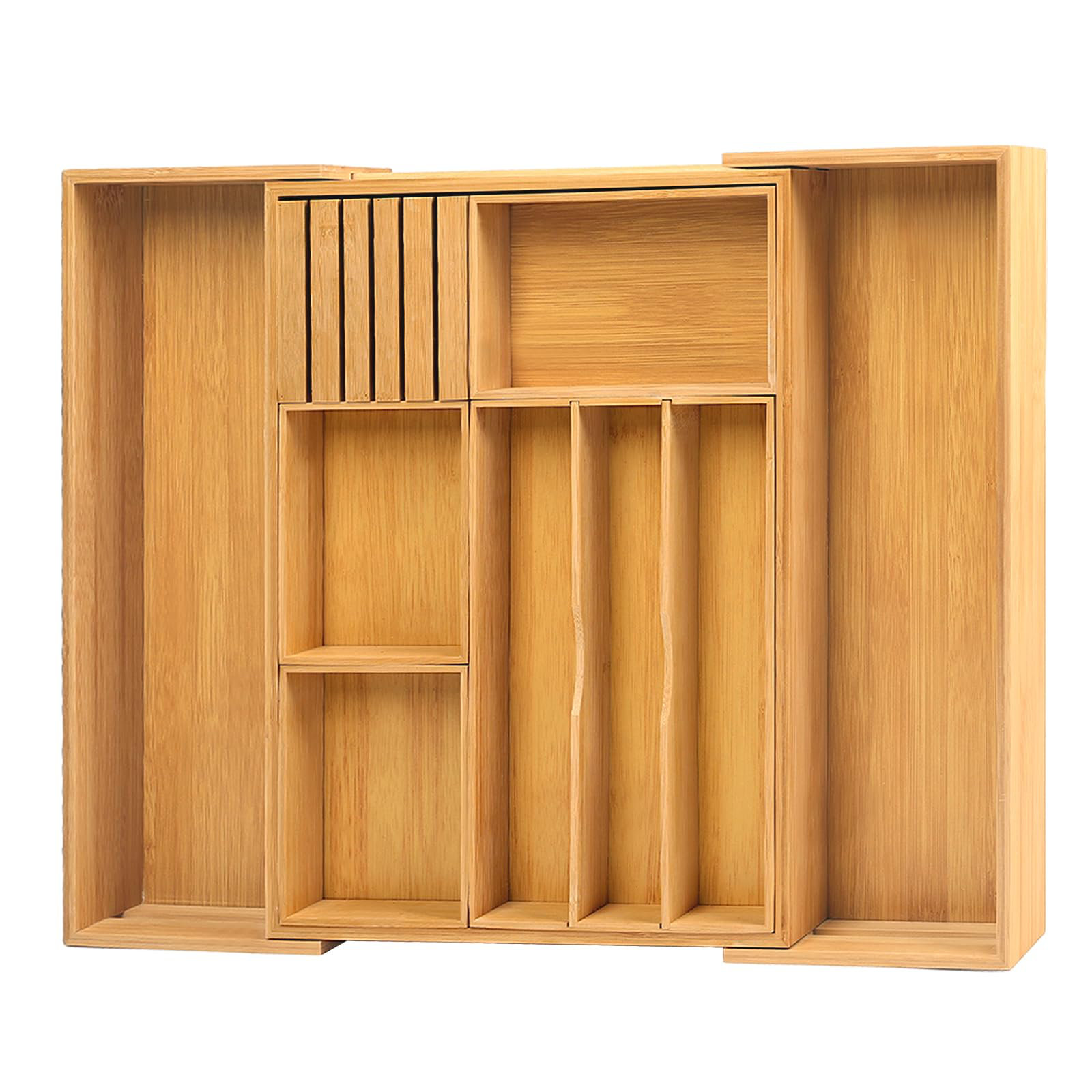 Hokku Designs Bamboo Kitchen Drawer Organizer, Expandable Silverware ...