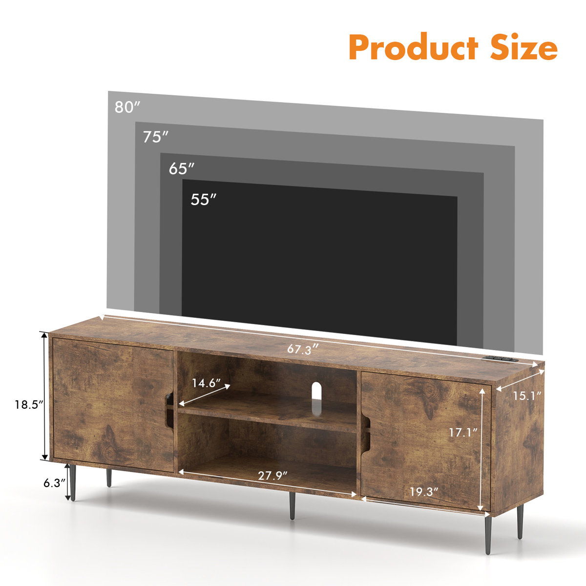 Ebern Designs Cowarts TV Stand for Living Room, Entertainment Center ...