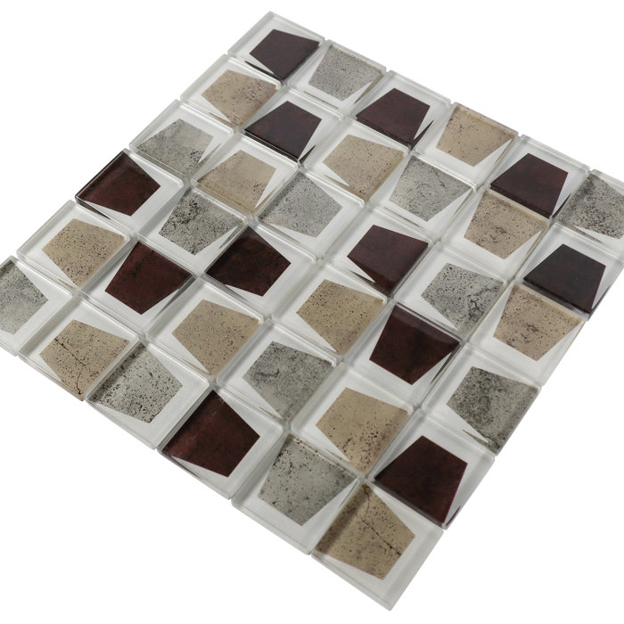 Symple Stuff Taourirt 12" x 12" Beveled Glass Grid Mosaic Wall Tile ...