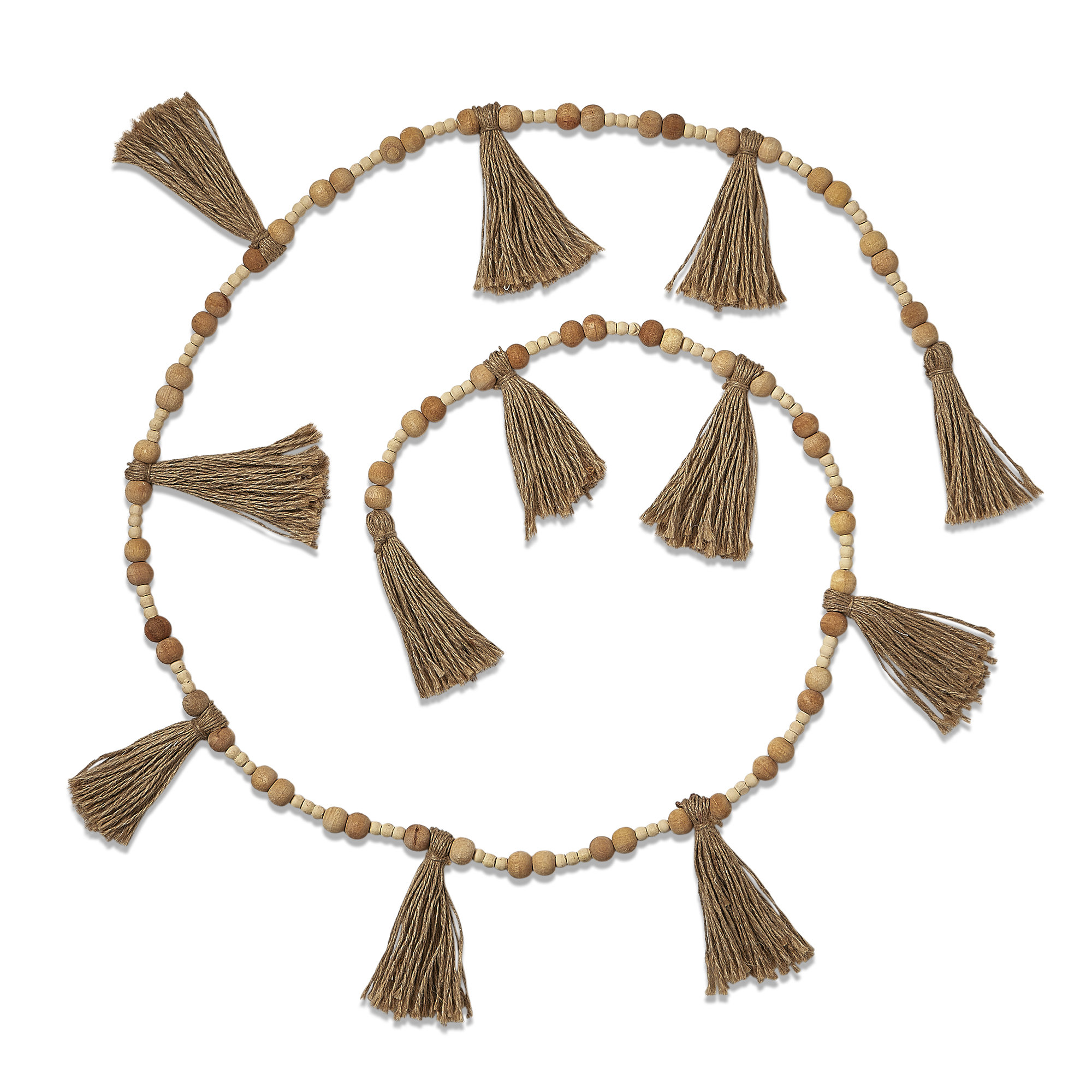 The Holiday Aisle® Bead & Jute Tassel Garland Beige | Wayfair